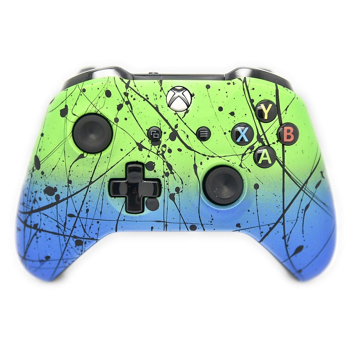 Hand Airbrushed Fade Custom Controller - Compatible with Xbox One (Matte Green & Blue)