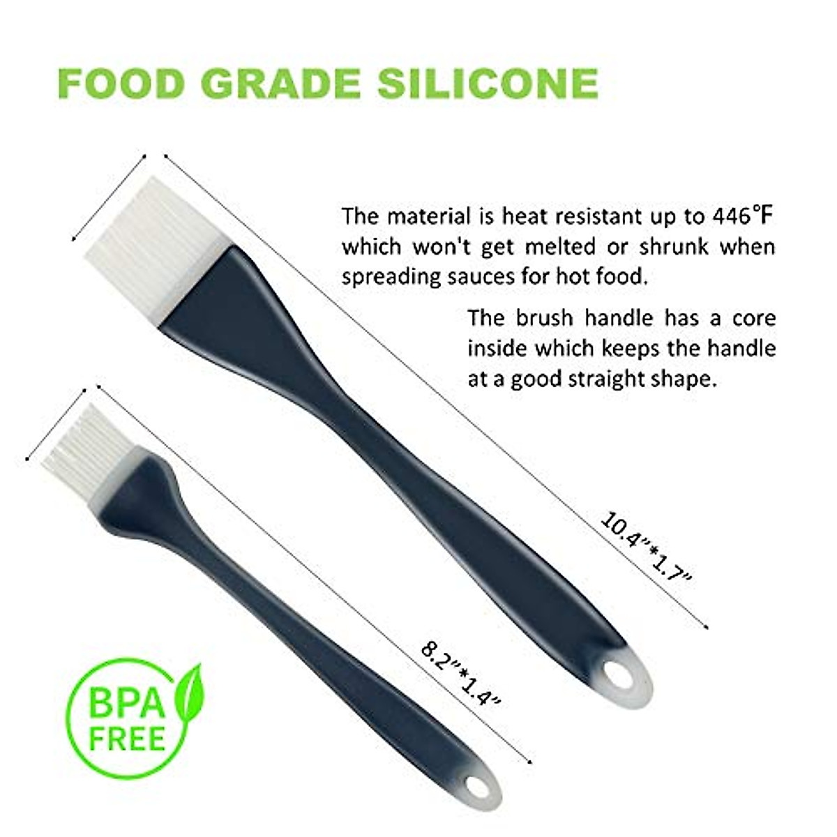 Silicone Basting Brush for Cooking, BBQ Pastry and Oil Brush, Turkey Baster, Barbecue Utensil for Grilling Marinating Desserts Baking, Heat Resistant Dishwasher Safe, Set of 2