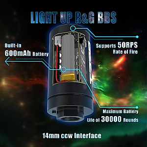 T238-LITE R&G Airsoft Tracer Unit, Spitfire Tactical Muzzle Flash Simulator for Airsoft/Gel Blaster with 14mm CCW Threaded Interface