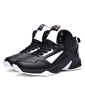 WILTENA Womens Fashion Anti-Slip Basketball Shoes Mens Lifestyle Sports Running Sneakers Casual Walking Shoe Black-White Size 8.5w/7m