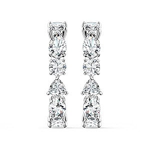 SWAROVSKI Tennis Deluxe Women's Cuff Stud Pierced Earrings with White Crystal in a Rhodium Plated Setting