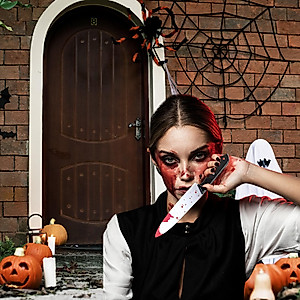 Molain Halloween Fake Knife Prop, 12inches Bloody Fake Knife, Pretend Cosplay Fake Knife, Halloween Fancy Dress Accessory Prop Knife, Halloween Classic Horror Props Kills Butcher Knife Prop