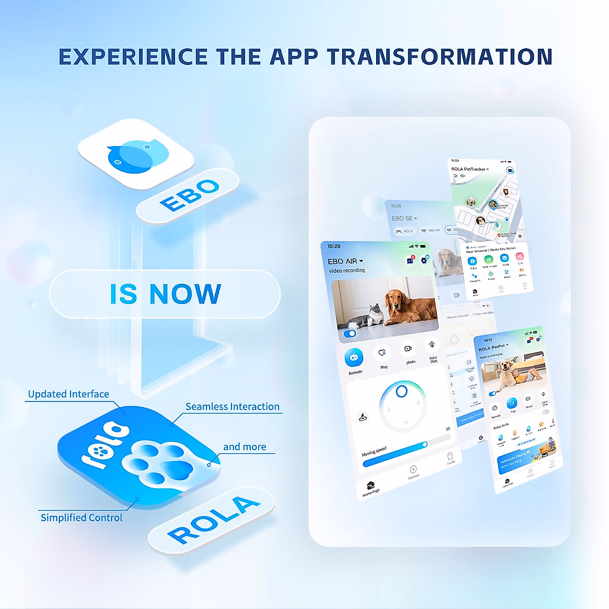 Enabot EBO Air Home Security Pet Camera, 2 Way Talk, Night Vison, Wireless APP Remote Control Indoor Security Camera, Movable Rechargeable Cam for Dog/Cat/Baby, SD Card Storage