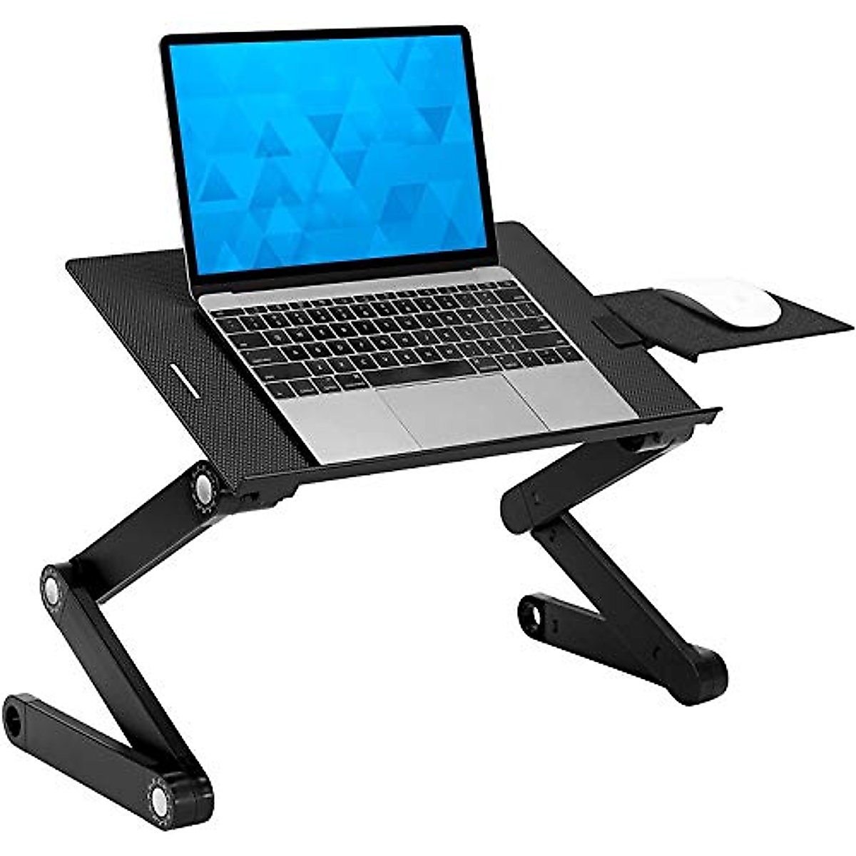Mount-It! Adjustable Laptop Stand with Built-in Cooling Fans and Mouse Pad Tray, Easy to Use Ergonomic Laptop Stand for Bed, Couch, and Table, Portable and Lightweight