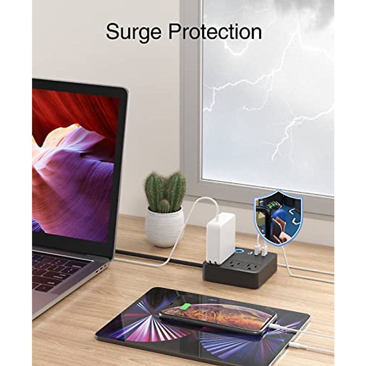 GHome Smart Smart Power Strip, 3 USB Ports and 3 Individually Controlled Smart Outlets, WiFi Surge Protector, Smart Home Office Cruise Ship Travel Multi-Plug Extender Flat Plug, 10A, Black (WP9-BK)