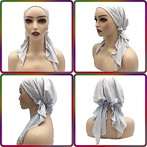 JarseHera Pre Tied Head Covers Sets Chemo Beanies for Women Slip On Lightweight Chemo Bandana Turban