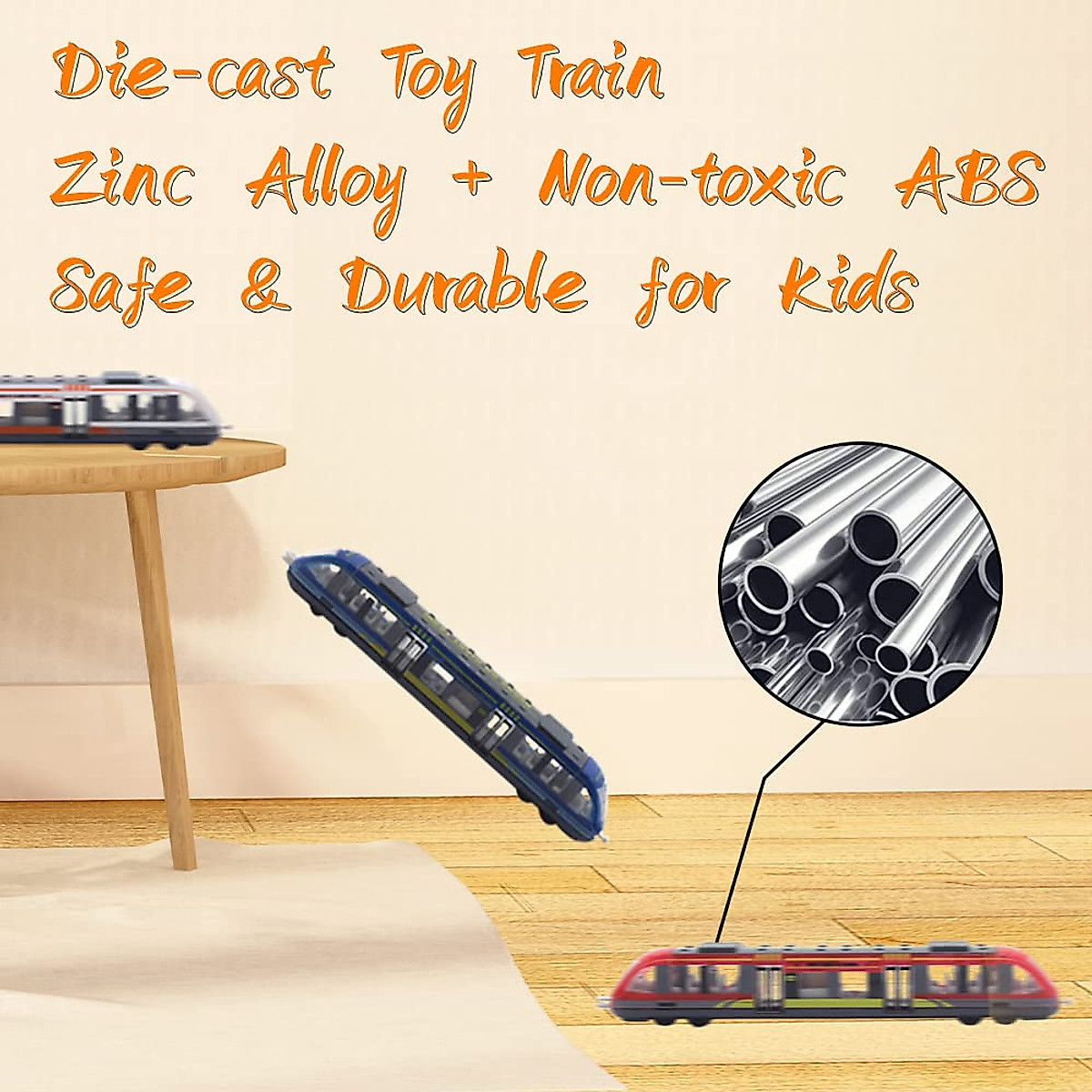 Crelloci 3 Pack Bullet Train Set, Linked High Speed Lotomotive Toy Train, Die Cast Alloy Model Car, Connectable Sliding Subway, Gift for Kids Boys Toddlers Ages 3+