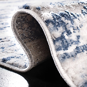 SAFAVIEH Amelia Collection Area Rug - 9' x 12', Grey & Navy, Modern Abstract Design, Non-Shedding & Easy Care, Ideal for High Traffic Areas in Living Room, Bedroom (ALA768B)