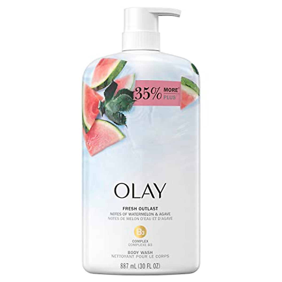 Olay Fresh Outlast Notes of Watermelon & Agave Body Wash, 30 fl oz (Pack of 4)