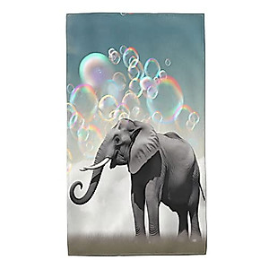 Mount Hour Elephant with Bubble Grey Hand Towels Funny Animals Face Towel Soft Guest Towel Portable Kitchen Tea Dish Towels Washcloths Bathroom Decor Housewarming Gifts 15.7" X 27.5"