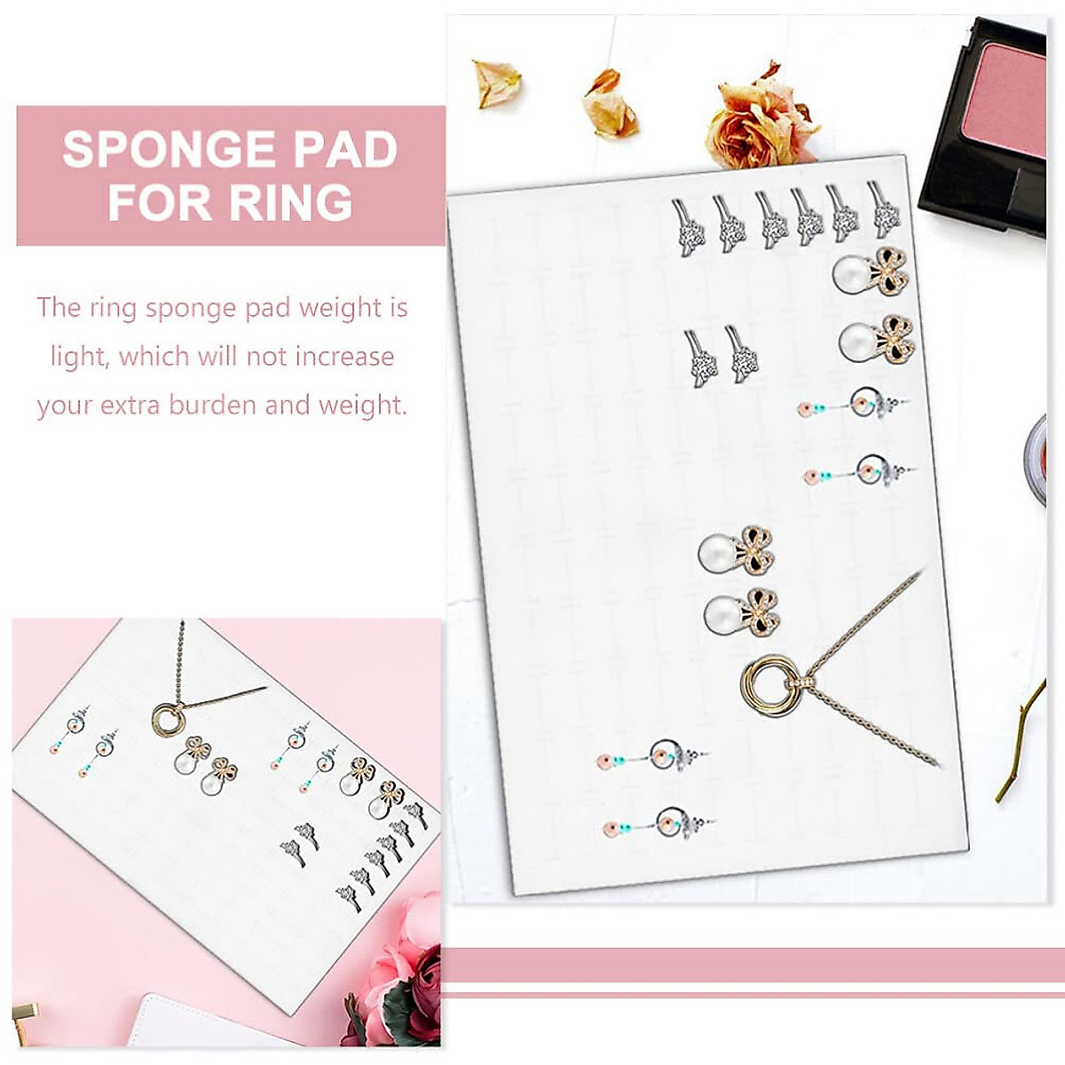 Zerodeko 10pcs Jewelry Box Pad Sponge Tray Sponge Insert Trays Earring Display Pad Jewelry Display Pad Earrings A Necklace Trinket Tray Ring Display Sponge Mat Ear Stud Holder