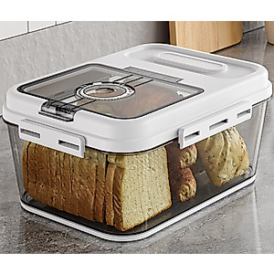 Olimingse Bread Box For Kitchen Countertop, Airtight Bread Storage Container, Time Recording Bread Keeper with Lid,Bread Storage For Homemade Breads, Toast, And Cookies, White Bread Holder.