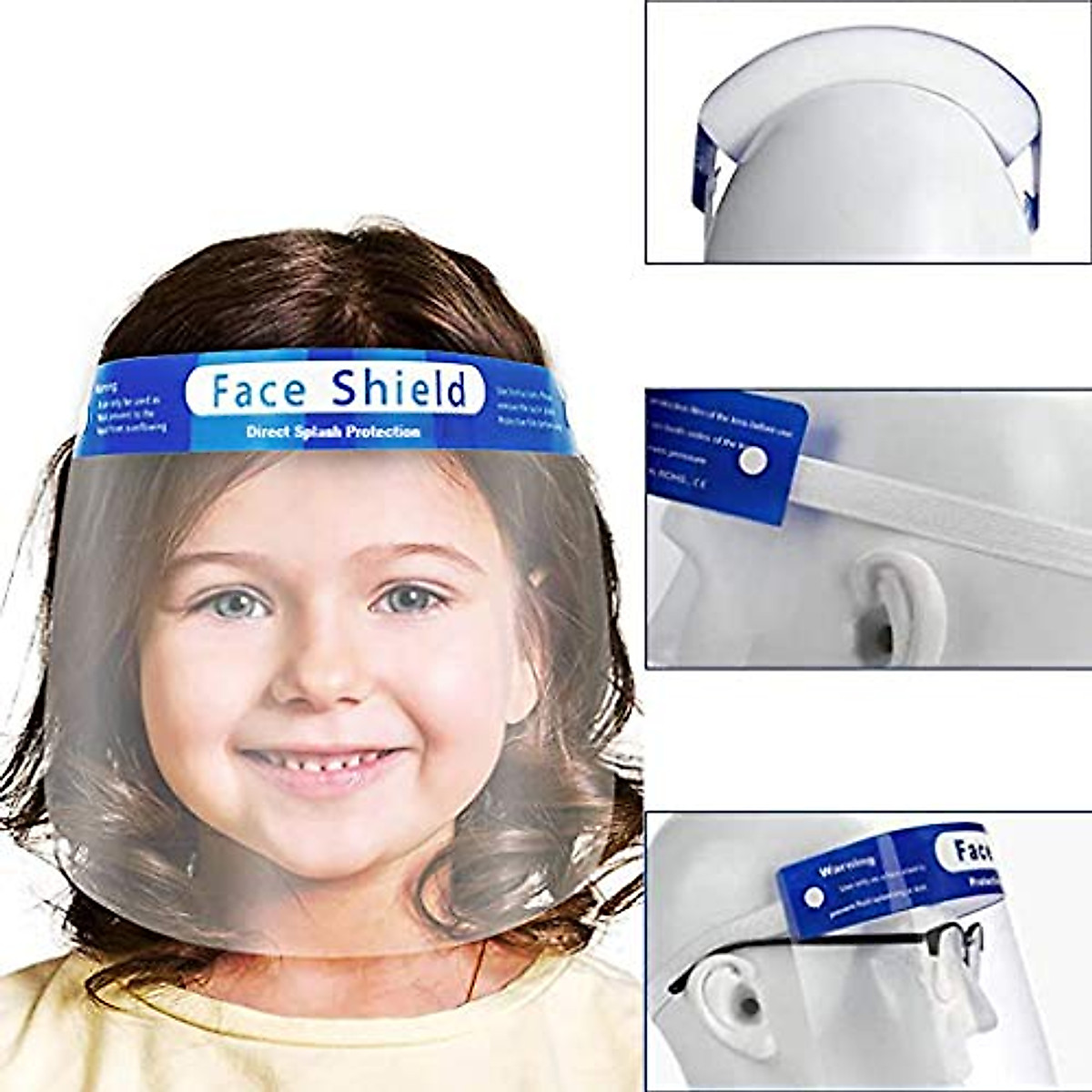 Kids Face Shields,Veki Children Face Shields Transparent Breathable Full Face Protective with Adjustable Elastic Band
