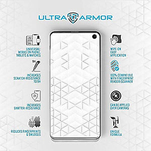 Ultra Armor Liquid Glass Screen Protector for All Smartphones Tablets and Watches Wipe On Scratch and Crack Resistant Nano Protection for Up to 4 Devices - Bottle