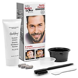 Godefroy Barbers Choice 3 Application Beard and Mustache Dye For Men, 6 weeks of Cover For Gray Facial Hair, Light Medium Brown