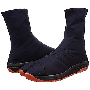 Japanese Cushioned Tabi Shoes Air Jog V 6 Clasps Toe Boots Short Version (12.5 Wide Women/11 Medium Men, Navy)