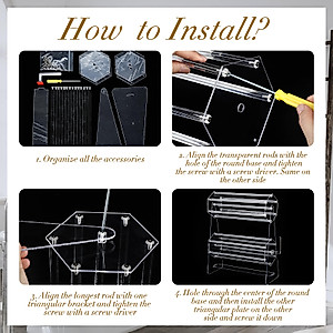 Lineshading Acrylic Claw Clip Holder 360 Degree Rotating Claw Clip Organizer Girl Hair Accessories Organizer Storage Display Clear Stand for Girl Women Vanity Dressing Table (Hexagonal Style)