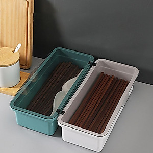 Cabilock 2pcs Utensil Storage with Lid Plastic Cutlery Tray, Kitchen Utensil Holder Silverware Tray Silverware Tray with Lid, Silverware Organize Utensil Storage Box Cutlery Organizer