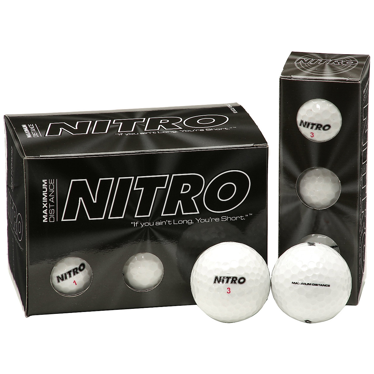 Nitro (12PK) All Levels Maxium Distance Titanium Core 85 Compression High Velocity Spin Control Long Distance Golf Balls USGA Approved-Total of 12-White
