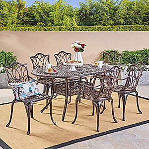 Christopher Knight Home Haitian Cast Aluminum Outdoor Dining Set, 7-Pcs Set, Copper