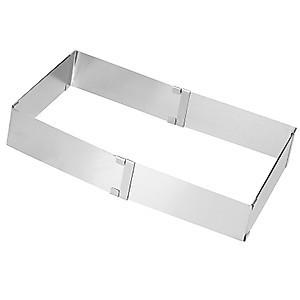 Square Mousse , Stainless Steel Square Cake Ring Square Mousse Ring Retractable Biscuits Cake Pastry Mould Baking Tool (L)