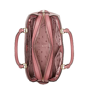 Kate Spade New York Leila Medium Triple Compartment Satchel Pebbled Leather Handbag, Pomegranate