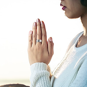 Shop LC 925 Sterling Silver Fidget Ring Men Spinner Ring Moon Star Anxiety Ring for Women Wedding Band Platinum Plated Statement Jewelry Stress Relief Bridal Engagement Rings Size 8 Birthday Gifts