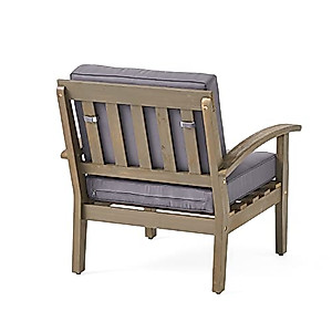 Christopher Knight Home Keanu Outdoor Wooden Club Chairs (Set of 2), Gray/Dark Gray