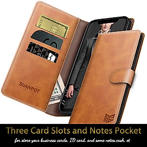 SUANPOT for Samsung Galaxy S8+ /S8 Plus 6.2 (Not Fit S8) Leather Wallet case with RFID Blocking Credit Card Holder, Flip Folio Book PU Cell Phone Cover Shockproof case Pocket for Men Women Light Brown