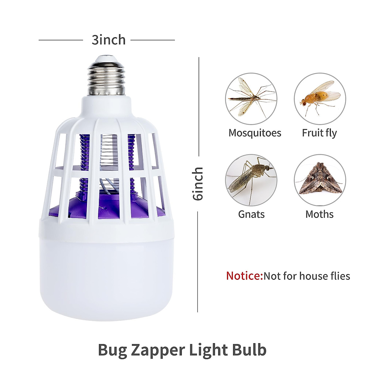Bug Zapper Light Bulb 2-in-1 LED Mosquito Killer Lamp – Electronic Insect and Fly Killer, Ideal for Entryways, Doors, Corridors, Balconies, and Patios