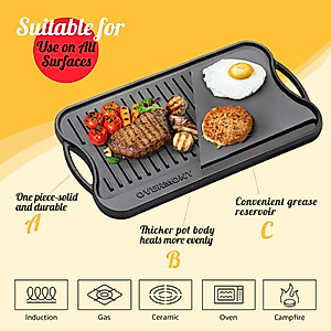 Overmont cast iron griddle + enamel cast iron dutch oven bundle