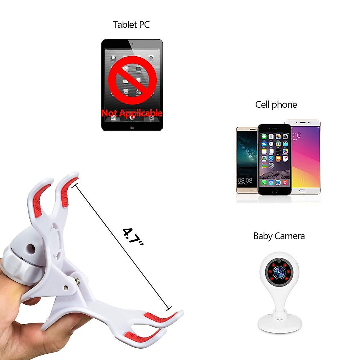 Topwon Universal Baby Camera Mount, Baby Monitor Holder - Flexible Camera Stand for Nursery/Mobile Phone