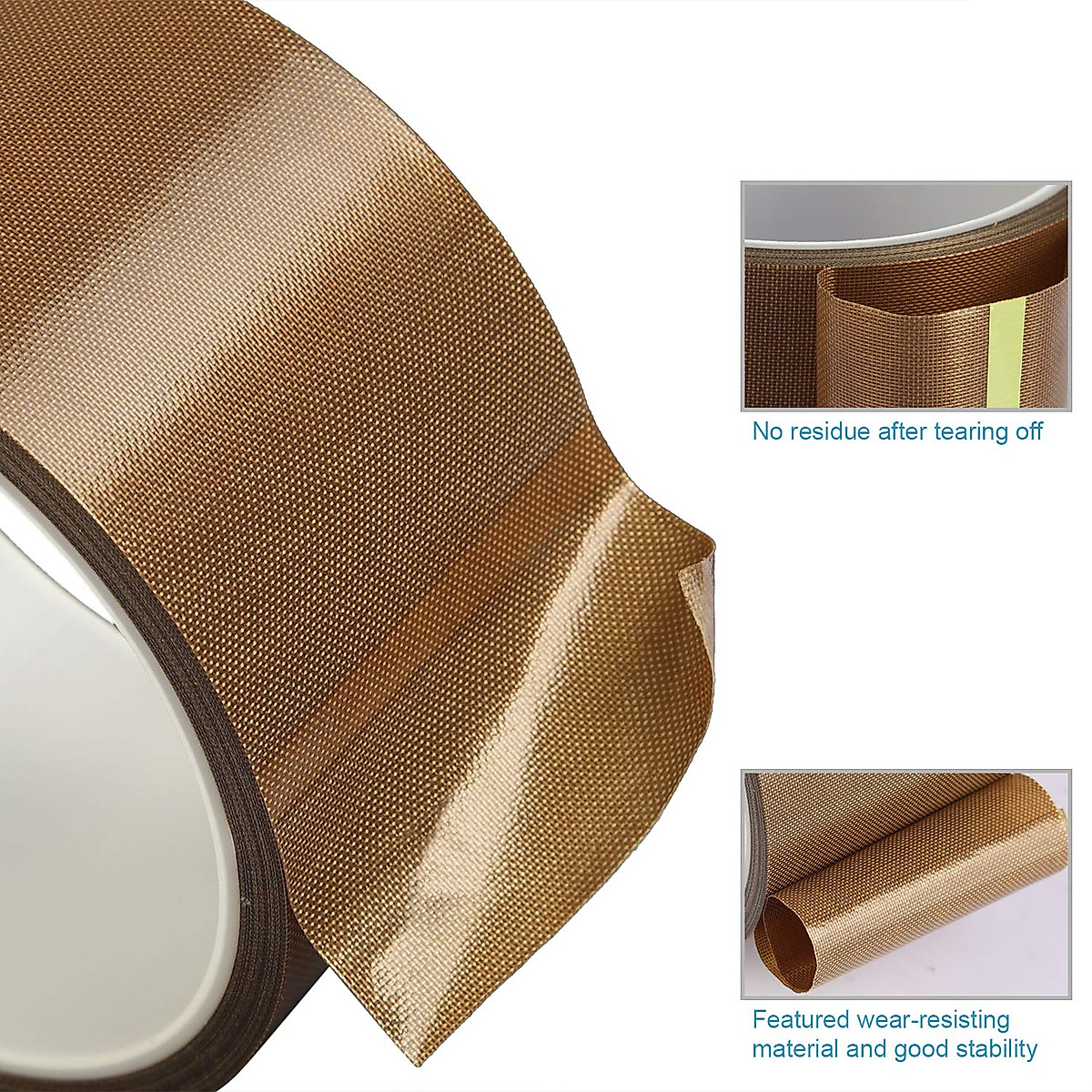 Gdrtwwh High Temperature Tape for Vacuum Sealer Machine,Hand Impulse Sealers-Teflon Tape/PTFE Fabric Tape Fits FoodSaver,Seal A Meal, Weston,CabellaSeal (1/2 inch x 33 Feet x 0.13mm)