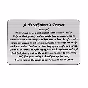 WSNANG Firefighter's Prayer Metal Wallet Insert Card Military Jewelry Gifts for Firefighter Hero Fireman Graduation Gift (Firefighter's Prayer WC)
