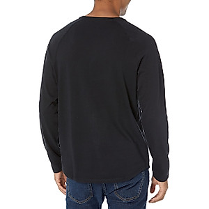 Amazon Essentials Long Sleeve Shirt for Men, Regular-Fit Henley, Available in Big & Tall, Black, Large