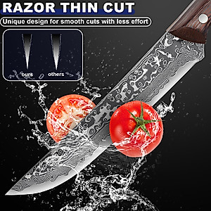 PURPLEBIRD Boning Knife for Meat Cutting Set, 3pcs Razor Sharp Butcher Knife Set, Japanese Steel Fillet Knife Full Tang, Wood Handle Trimming knife, Deboning Knife for Fish Poultry Chicken, Gift Mom