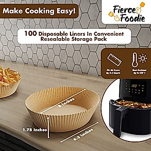 100 Pack Square and 100 Pack Round Air Fryer Disposable Paper Liner, Non-Stick Air Fryer Parchment Paper Liners, Fit 5-8 QT