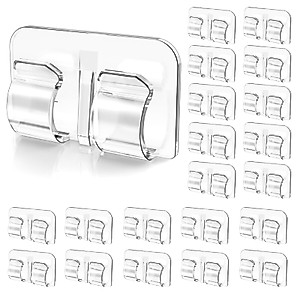 Hooks for Outdoor String Lights Clips, 20Pcs Heavy Duty Cable Clips with Waterproof Adhesive Strips for Hanging Christmas Light - Outside UV-Resistant Clear Sticky Cord Holders Rope Organizer