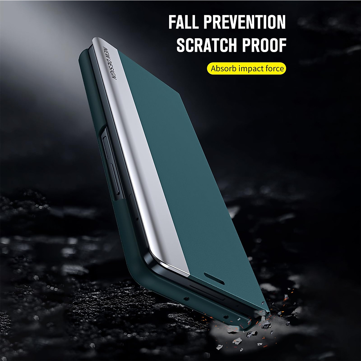 Ephoou Compatible with Samsung Galaxy Z Fold 5 Phone Case with S Pen Slot and S Pen Replacement, Full Body Protective Cover Flip PU Leather [Kickstand Feature] for Samsung Galaxy Z Fold5 QHCX-Green