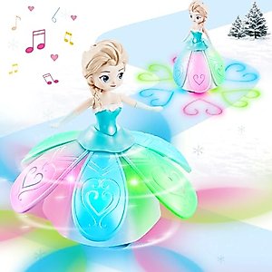 Ice Princess Toys for Girls,Dancing Princess Interactive Spin Robot Toys for Little Girls with Colorful Flashing Lights & Music,Pretend Christmas Birthday Gift Toys for Kid Age 3 4 5 6 Year Olds