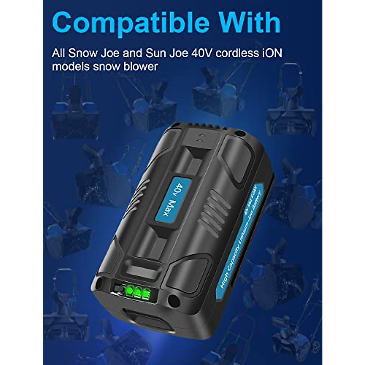 6.0Ah Replacement for Snow Joe 40V Battery IBAT40XR Battery Compatible with Snow Joe Battery 40V Snow Blower