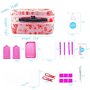 LIRUNQIU Diamond Painting Storage Containers, 240 Slots Diamond Art Accessories and Tools Kits Storage Box(Pink)