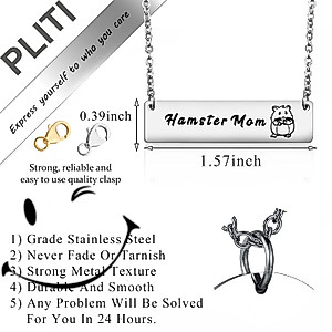 PLITI Hamster Mom Jewelry Hamster Lover Gifts Hamster Owner Birthday Gifts Hamster Mother's Day Gift Funny Animal Gifts For Hamster Lovers Breeder Mom Hamster Mom Necklace (Hamster Mom Necklace)