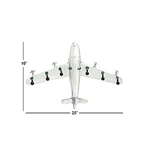 Deco 79 Aluminum 6 Hangers Wall Hook, 25" x 4" x 18", Silver