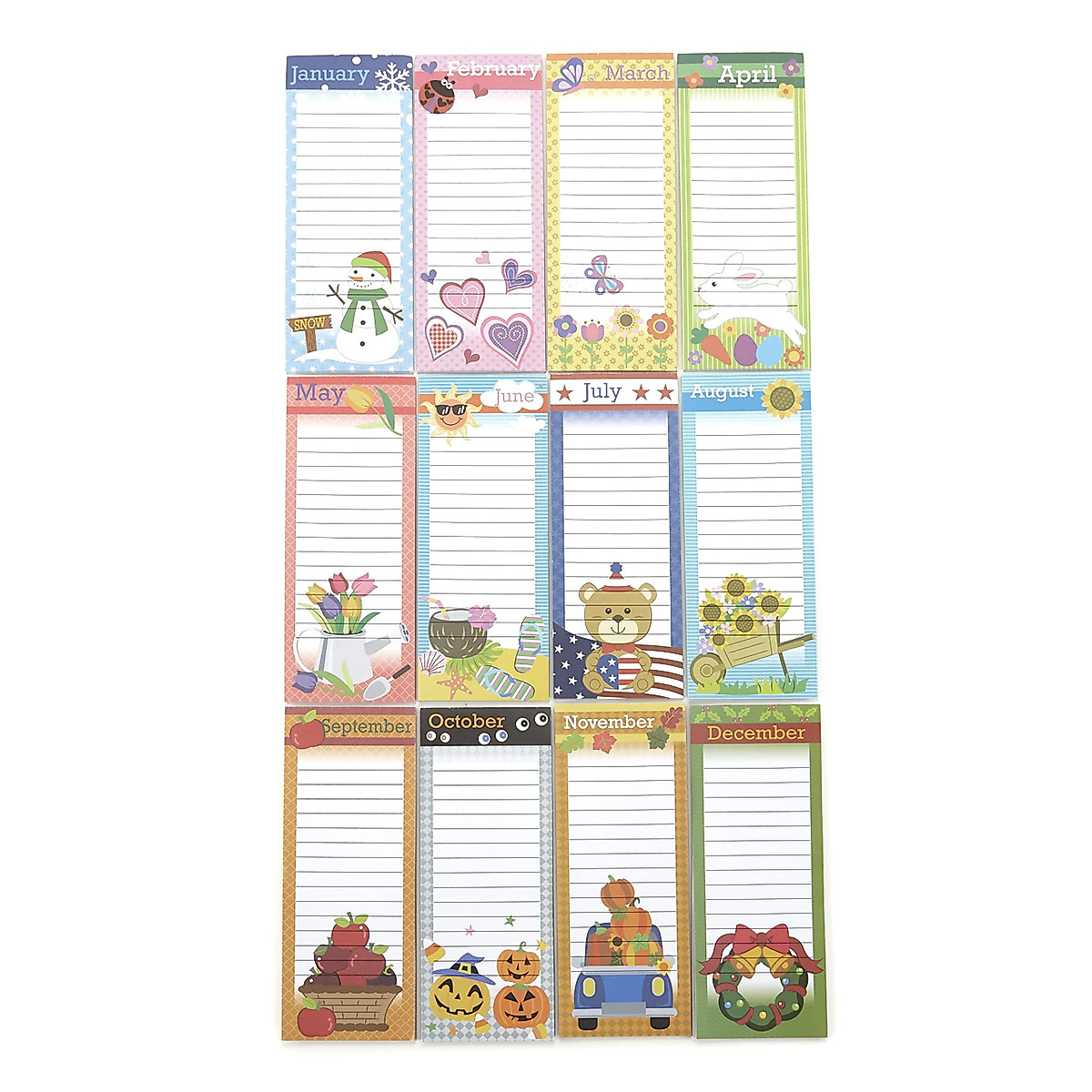 The Lakeside Collection Set of 12 Magnetic List Pads - Notepads for Fridge - Holidays, Set of 13