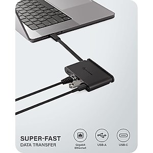 ALOGIC USB C Hub, 100W Laptop Charging, 4K HDMI, Gigabit Ethernet, USB A, USB C, Travel Dock, Compatible with Compatible with MacBook, Surface laptops, XPS and More(Thunderbolt 3 Compatible)