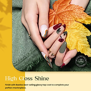 Beetles Gel Nail Polish Set 6Pcs Brown Green Yellow Burgundy Orange Glitter Gel Polish Nails Art Soak off Uv LED Manicure Gift Set Golden Season Collection 2024 Nail Trend Gift for Women