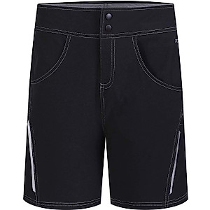 Truity Women’s Cycling Mountain Bike MTB Shorts - 3D Gel Padded Cycling Shorts with Liner and Loose Fit with Waist Adjustors Black