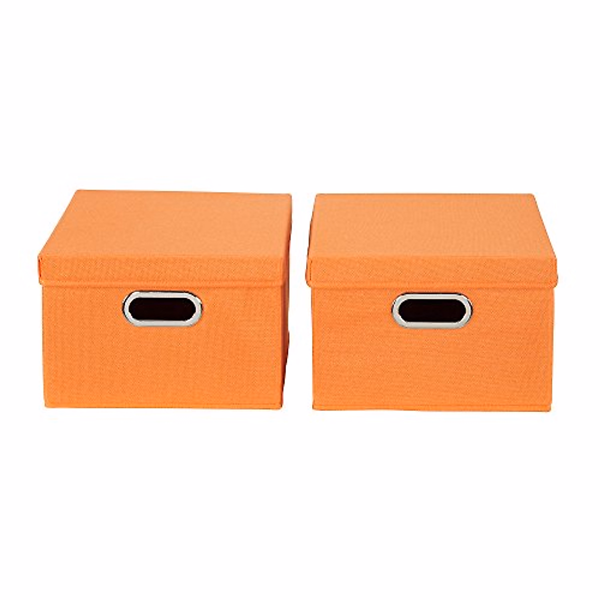 Household Essentials 702-1 Bin Lids and Handles | 2 Pack | Orange Fabric Box Set, Tangerine, 2 Count