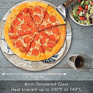 Counterart Tide Pool Shells 4mm Heat Tolerant Tempered Glass Lazy Susan Turntable 13" Diameter Cake Plate Pizza Server